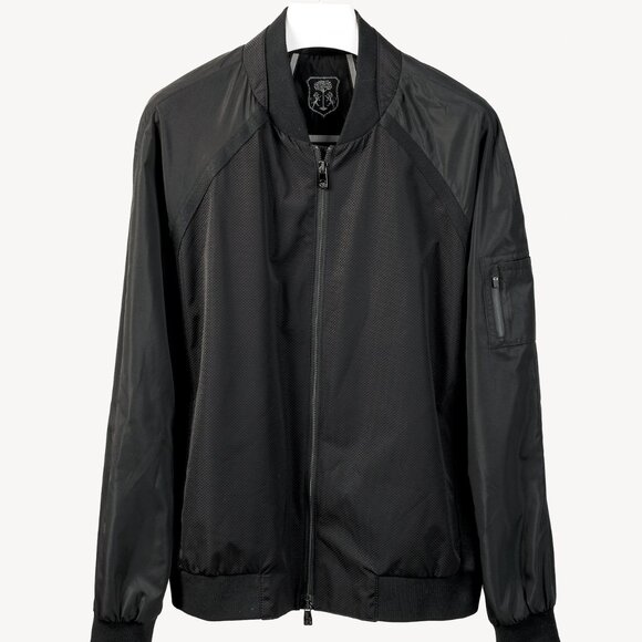 Corneliani | Jackets & Coats | Corneliani Black Combi Zip Sporty Bomber ...